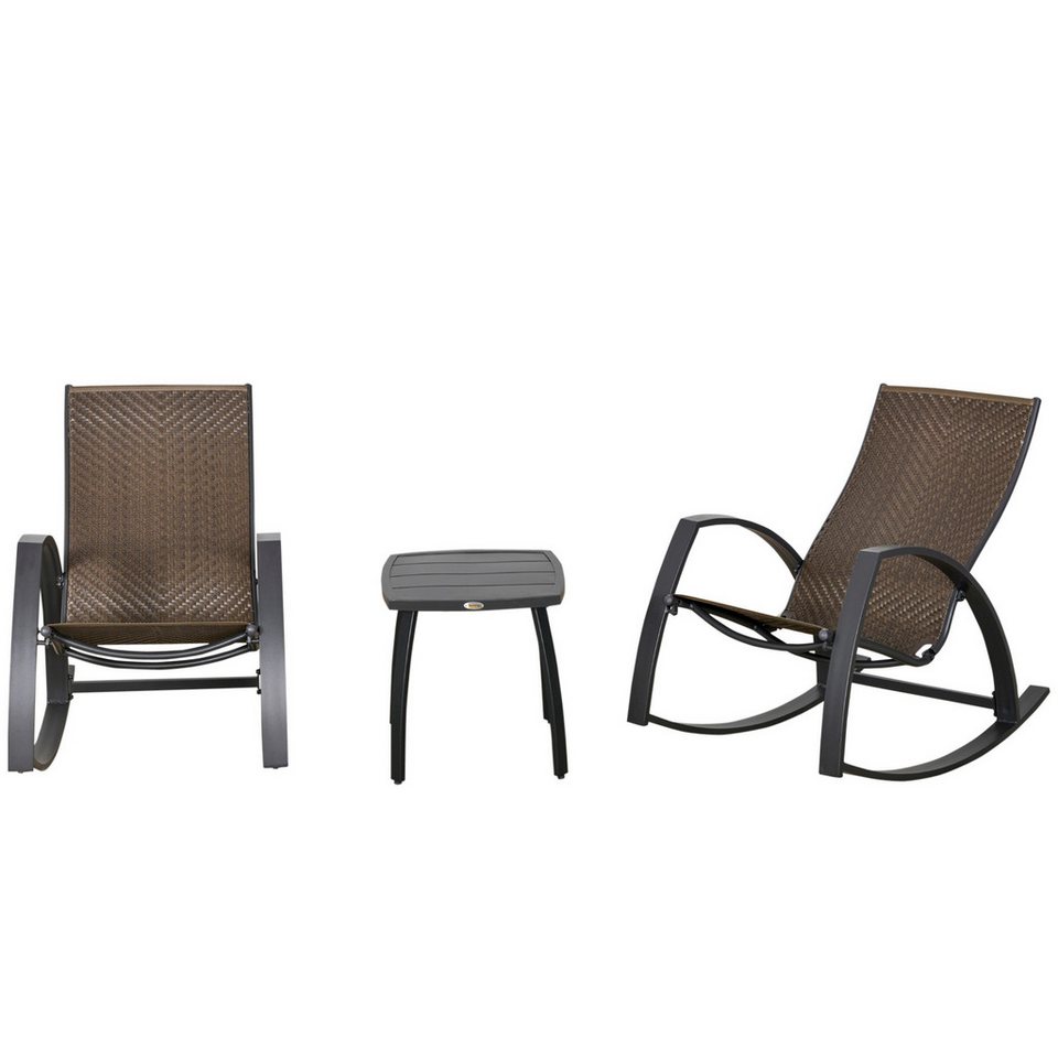 Outsunny Sitzgruppe Gartenmöbel Set 3 Teiliges Rattanset Mit Tisch Und