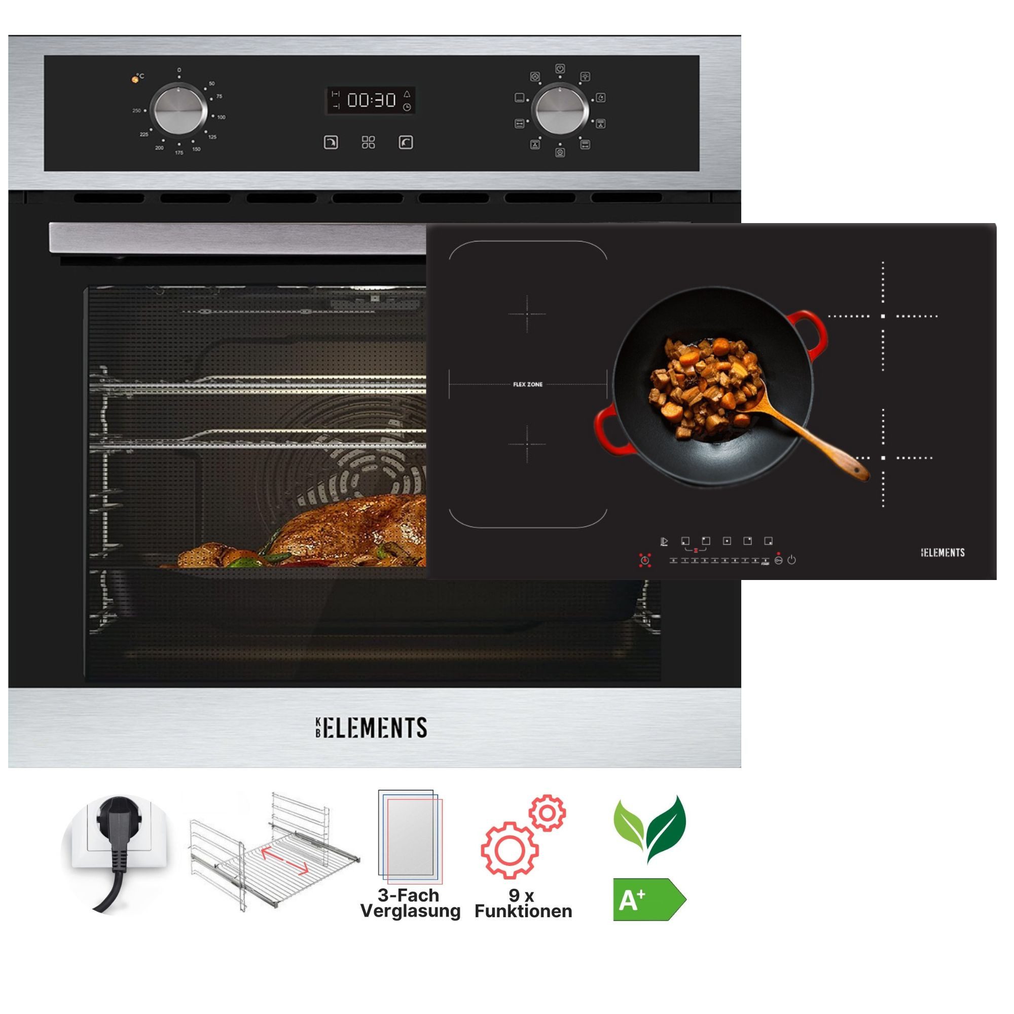 Kb Elements Induktions Herd Set Einbaubackofen 60 Cm Mit 5 Zonen