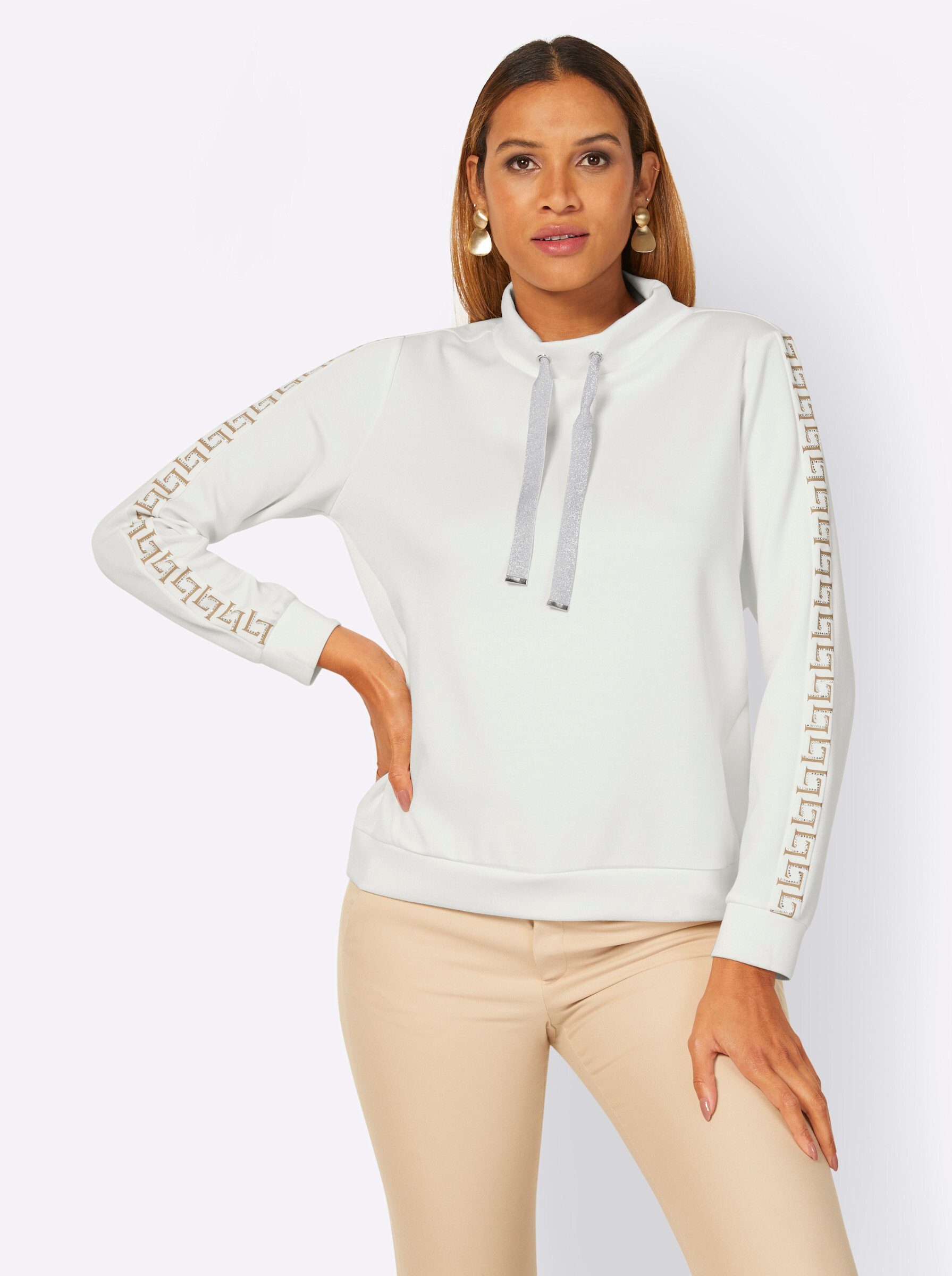 creation L Sweater Sweatshirt, Glänzende Ziersteinchen