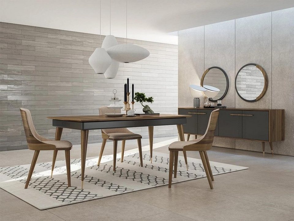Jvmoebel Esszimmer Set Luxus Esszimmer Set Esstisch 4x Stühle