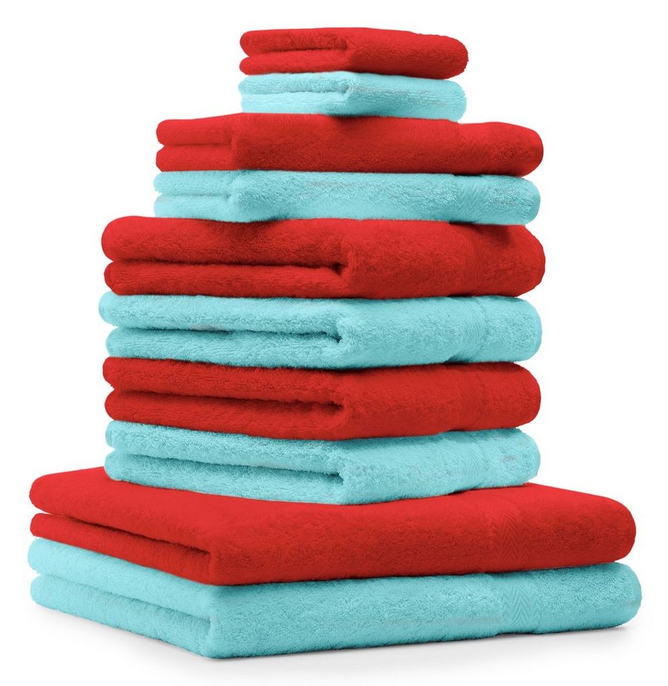 Betz Handtuch Set 10 Tlg Handtuch Set Classic Farbe Rot Und Türkis