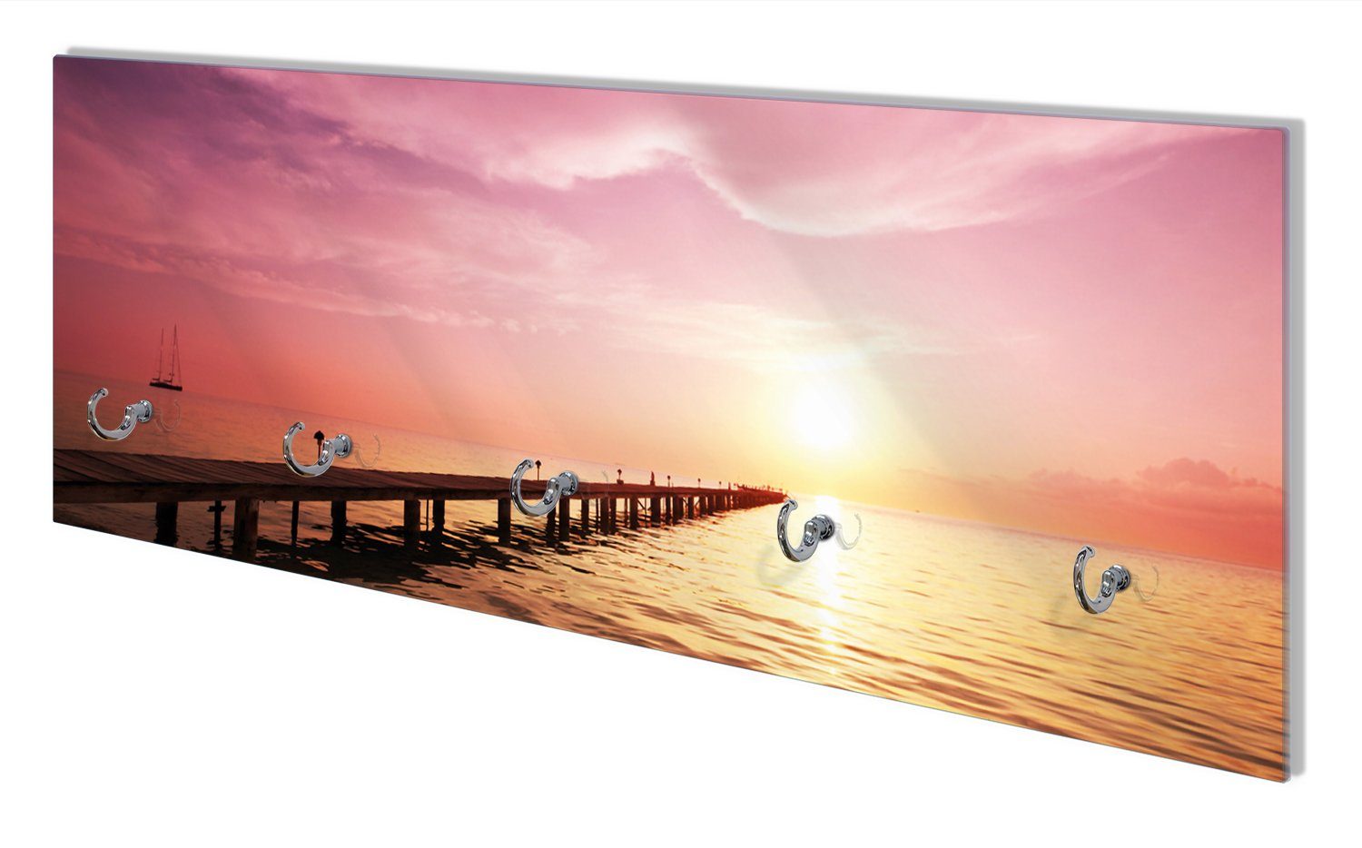 Wallario Wandgarderobe Auf Dem Weg Zur Sonne Steg Am Meer 1 Teilig