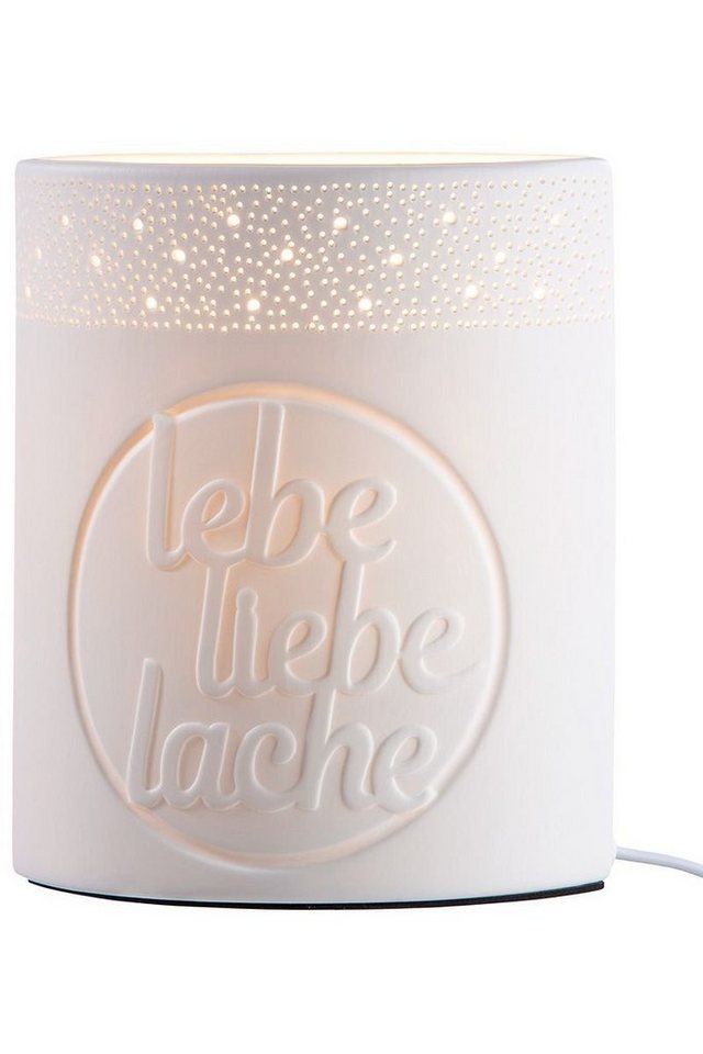 Gilde Dekoobjekt Porzellan Lampe Lebe Liebe Lache Ein Symbol Für