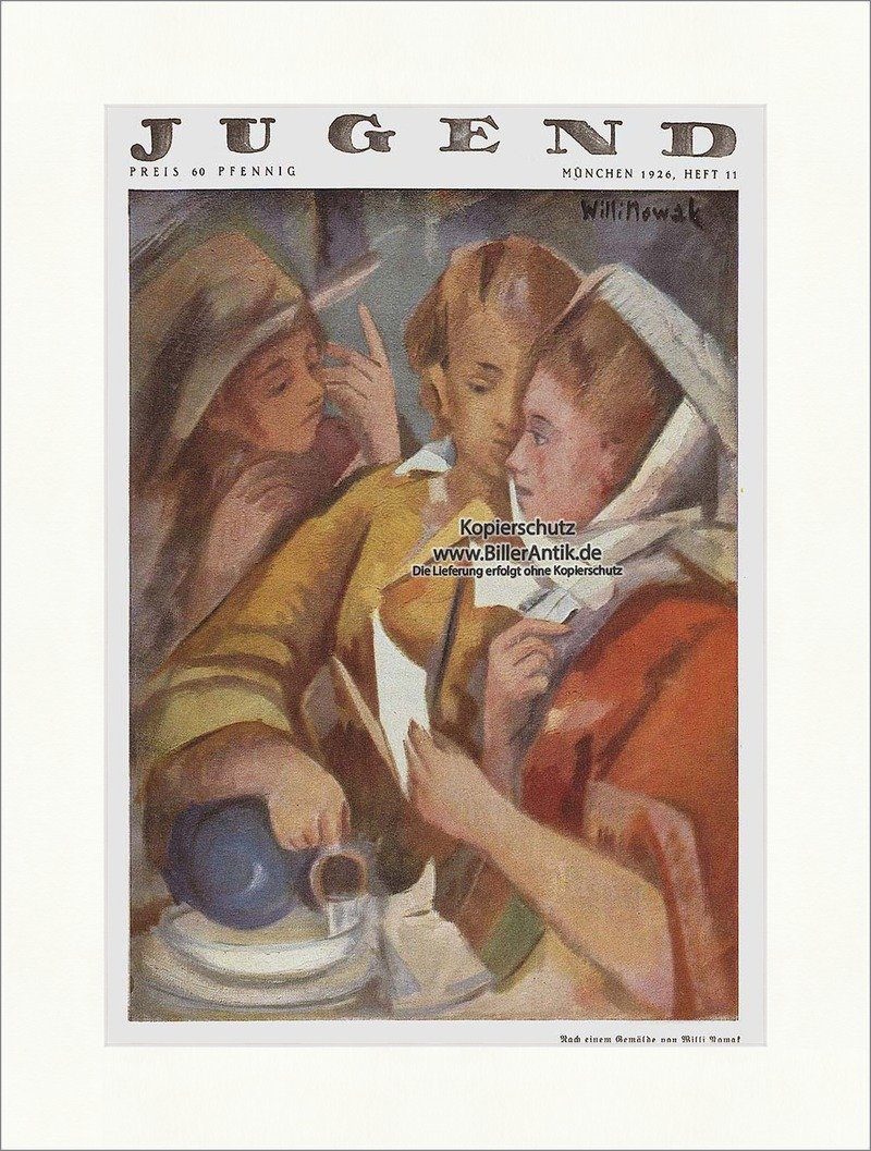 Kunstdruck Titelseite der Nummer 11 von 1926 Willi Nowak Frau Mann ...