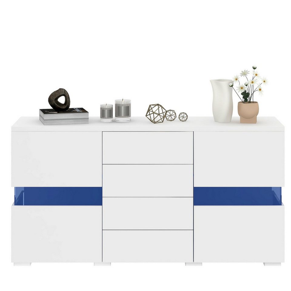Sweiko Sideboard Lagerschrank Mit Led Beleuchtung Anrichte Mit 4