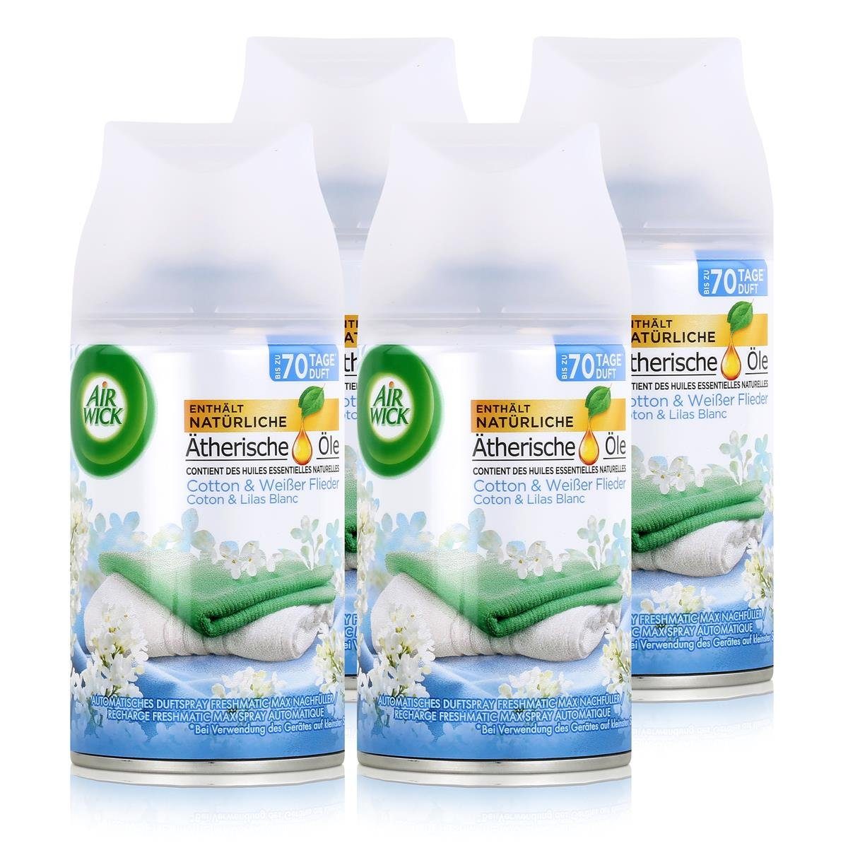 Air Wick Raumduft Air Wick Freshmatic Max Raumspray Cotton & Weißer Flieder 250ml (4er P