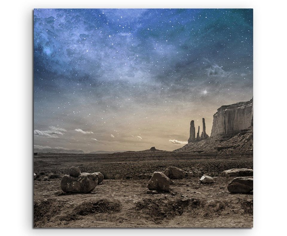 Sinus Art Leinwandbild Landschaftsfotografie Graue Berglandschaft Mit