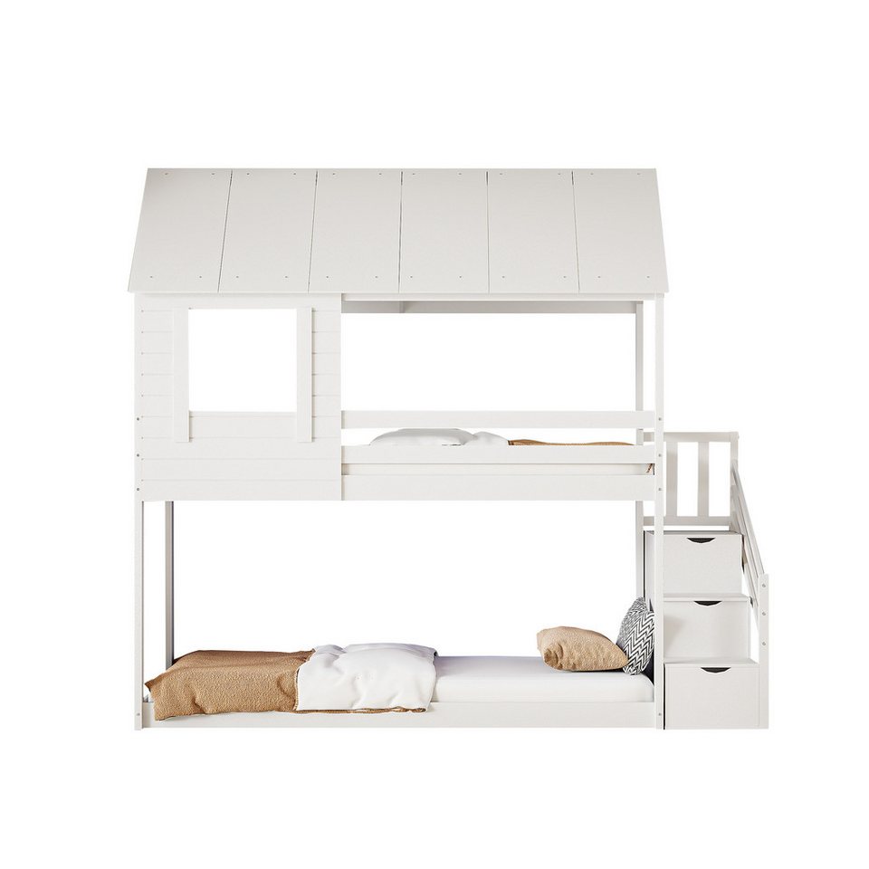 Flieks Etagenbett Kinderbett Hochbett 90x200cm Mit Stauraumtreppe Und