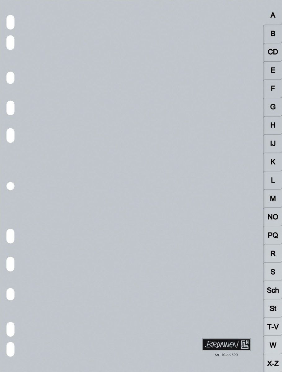 BRUNNEN Aktenordner Register A4 A-Z 20-teilig Kunststoff grau., Ringbuchregister A-Z