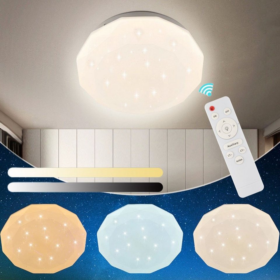 Letgospt Deckenleuchte 16w Deckenlampe Mit Sternenhimmel Effekt