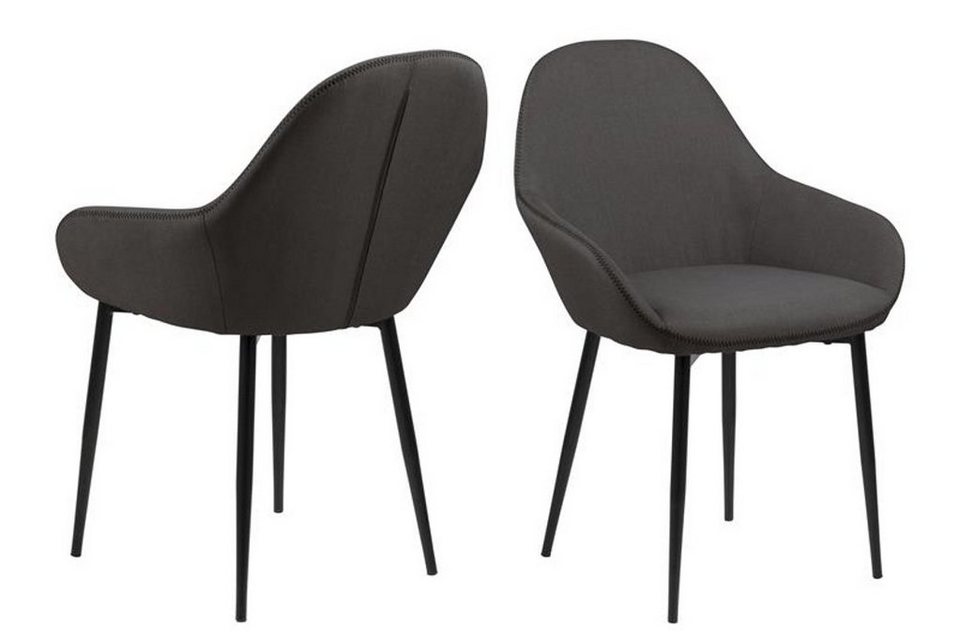 Ebuy24 Esszimmerstuhl 2er Set Chris Esszimmerstuhl In Grauen Stoff