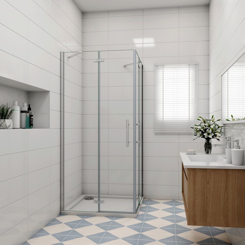Duschspa Eckdusche 185cm Esg Duschkabine Duschabtrennung Falttür