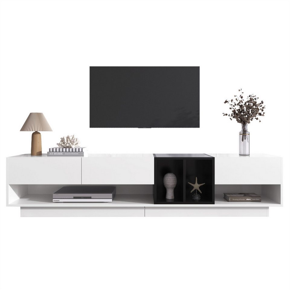 Autolock Tv Schrank V Schrank Lowboard Kombination In Hochglanz Weiß