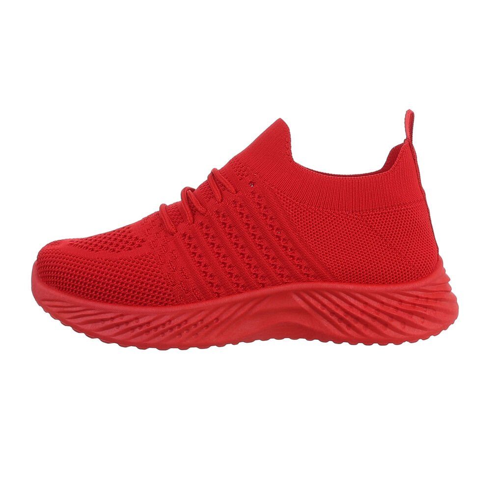 Ital-Design Damen Low-Top Freizeit Sneaker Flach Sneakers Low in Rot
