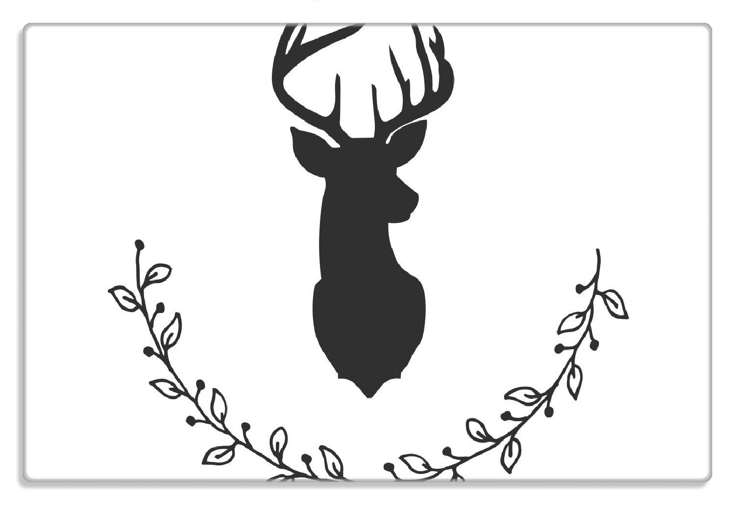 Wallario Frühstücksbrett Schwarze Hirsch Silhouette Mit Zweigen