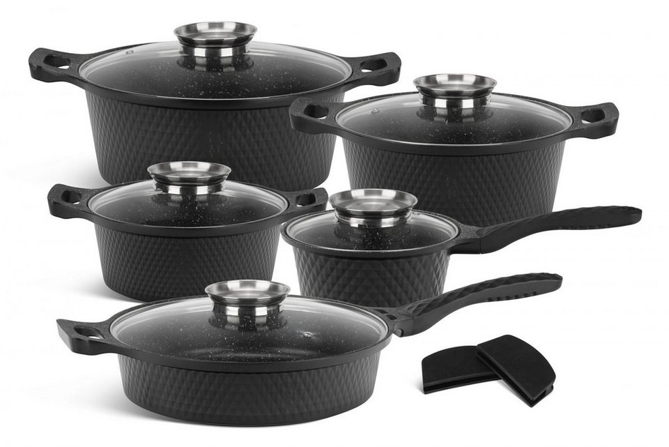 Edenberg Topf Set Schwarze Moderne Töpfe Topfset Pfanne Kasserolle