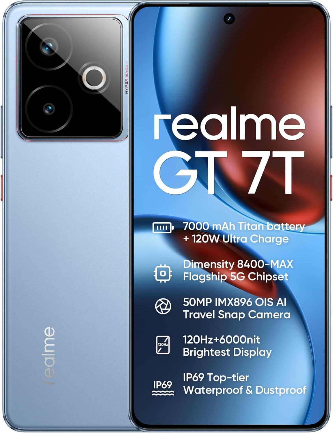 Realme realme GT 7T 5G Dimensity 8400-MAX Chip, Android Handy, 360˚ NFC Smartphone (17,93 cm/6.8 ...