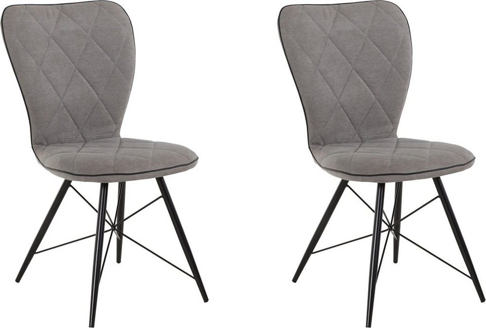 Loft24 Esszimmerstuhl Vidal Set 2 St Bezug Aus Webstoff Metallgestell