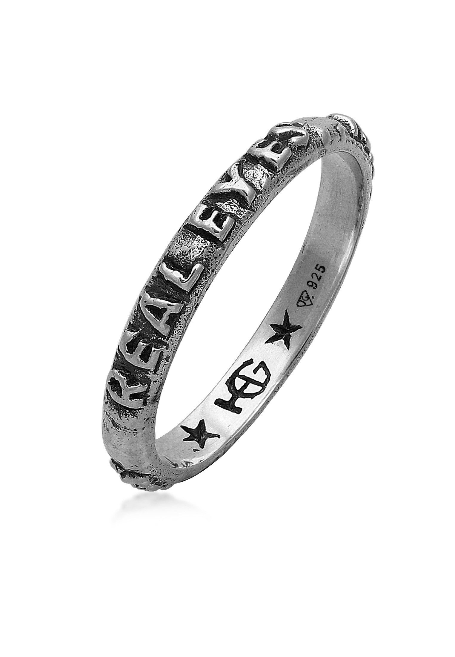 HAZE & GLORY Silberring Real Eyes Wording 925 Silber, Statement