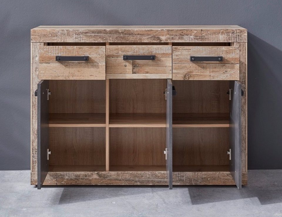 Trendteam Sideboard Sideboard Kommode Tailor Matera Grau Shabby Fsc
