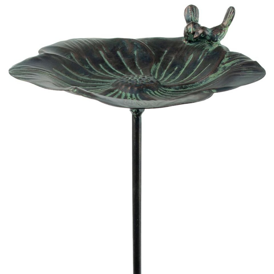 Matches21 Home And Hobby Gartenfigur Gartenstecker Mit Vogeltränke Blatt