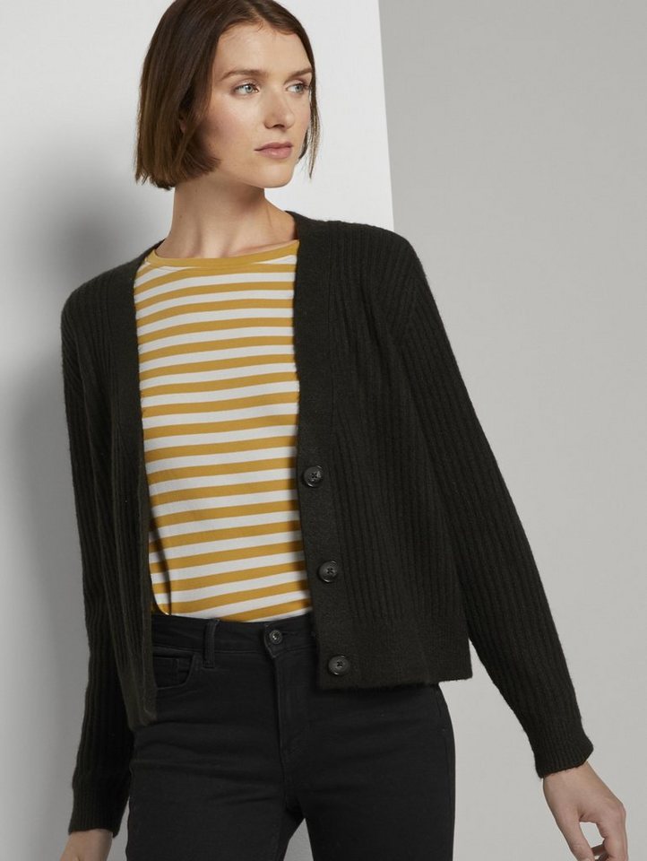 Tom Tailor Denim Cardigan Strukturierter Cardigan Mit V Ausschnitt