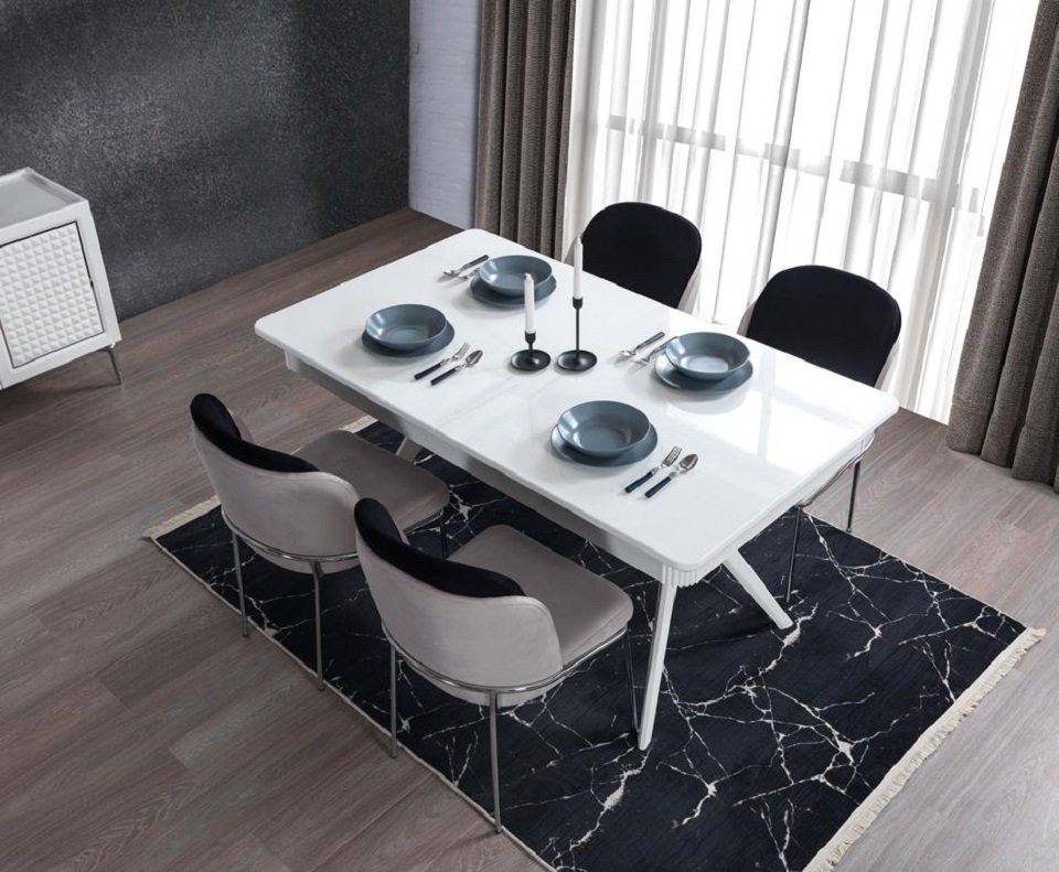 Jvmoebel Esszimmer Set Esszimmer Set Tisch 4x Stühle 5tlg Neu Weiß
