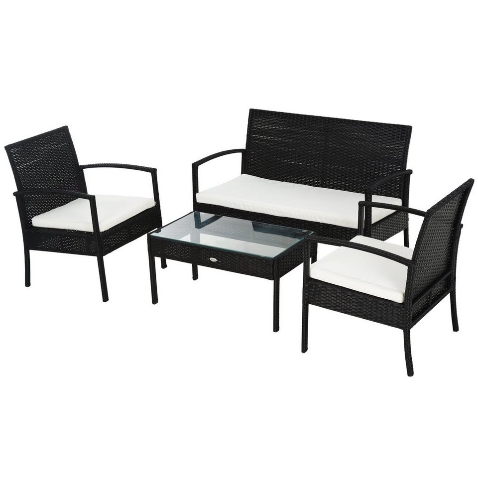 Outsunny Sitzgruppe Polyrattan Sitzgruppe Als 7 Teiliges Set