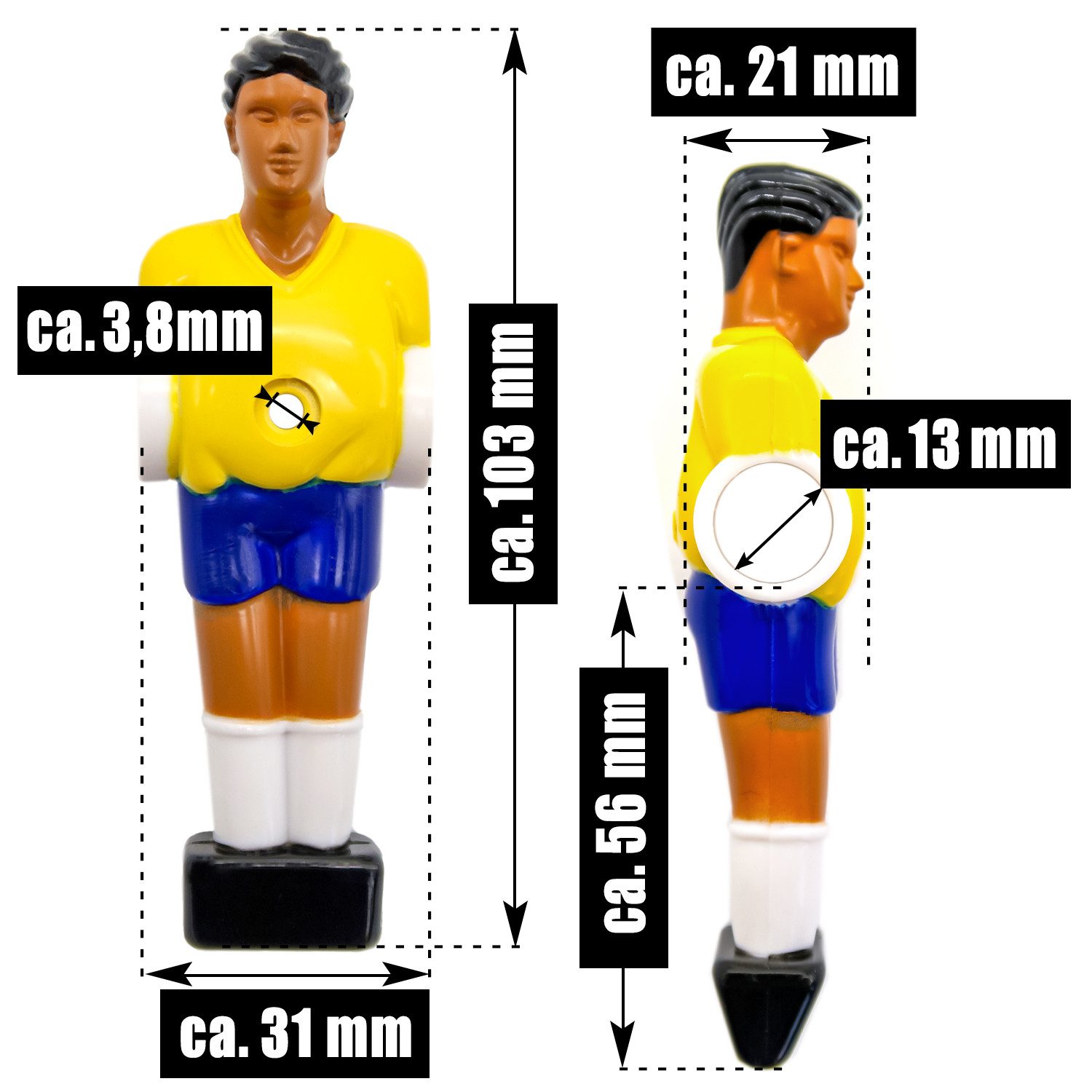 Kickertisch 22 Tischkicker Figuren 13mm Tisch Fussball Kicker ...