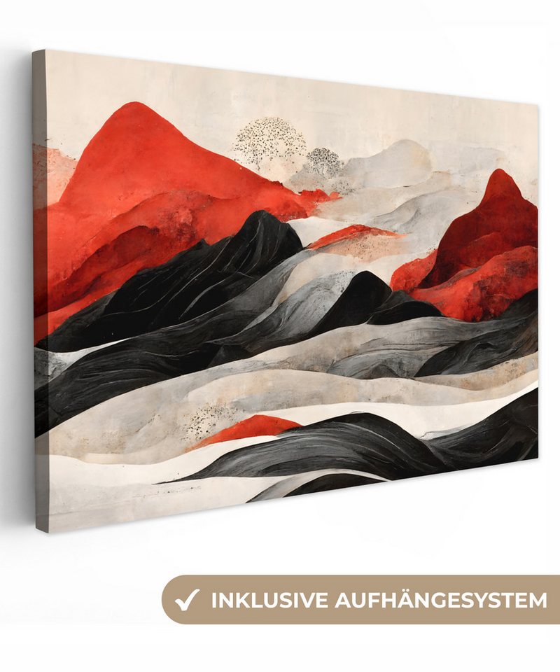 Onemillioncanvasses® Leinwandbild Kunst Berge Rot Weiß Schwarz