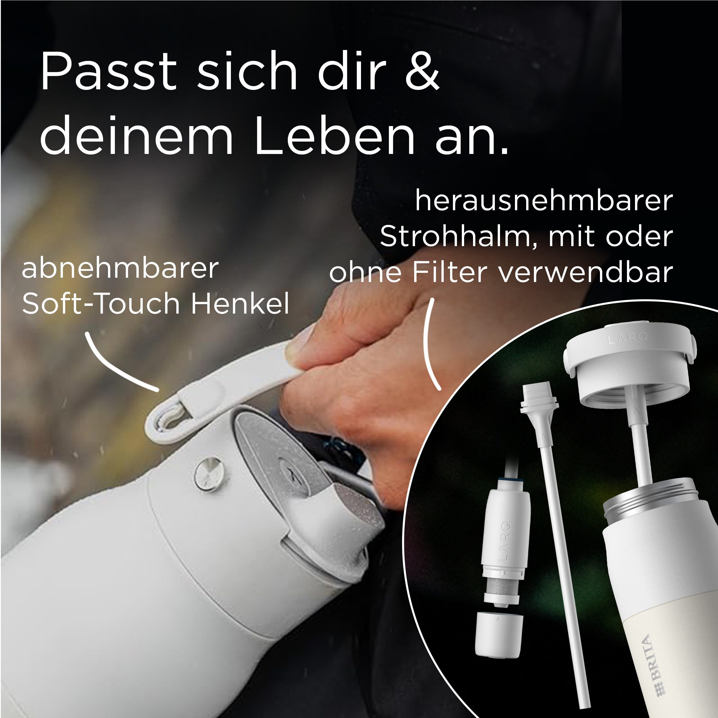 BRITA Trinkflasche BRITA LARQ iQ Digitale Filter Trinkflasche (680 ml ...