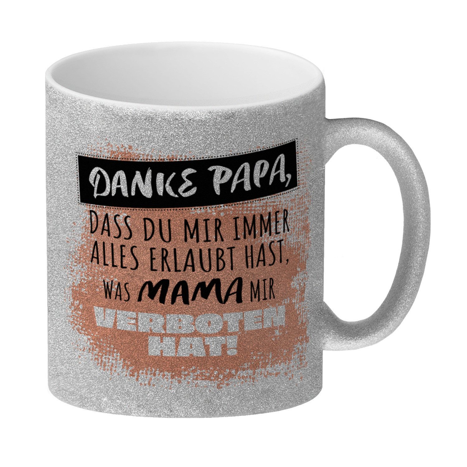 Speecheese Tasse Danke Papa Glitzer Kaffeebecher In Orange Mit