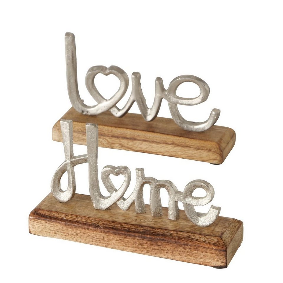 Rewu Dekoobjekt Auf Holzsockel Tischdeko 2er Set Schriftzug Love Home