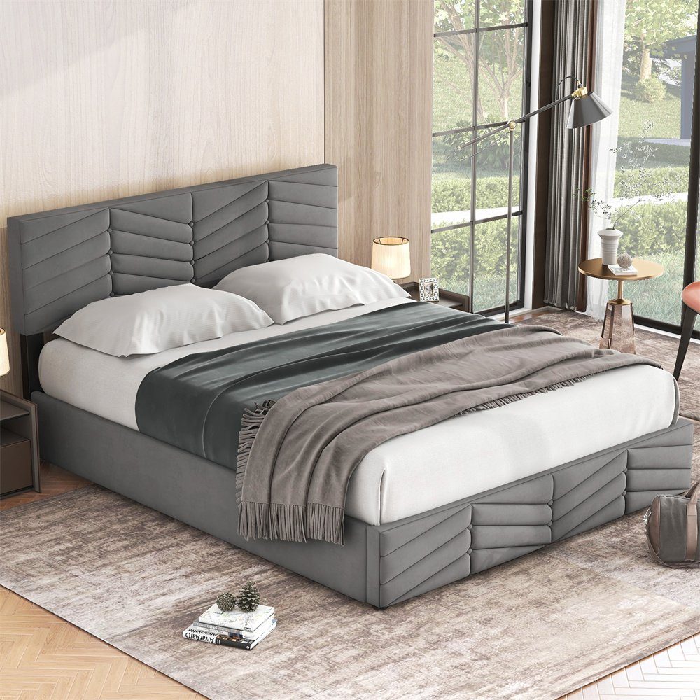 Xdeer Polsterbett Polsterbettdoppelbetthydraulisches Funktionsbett