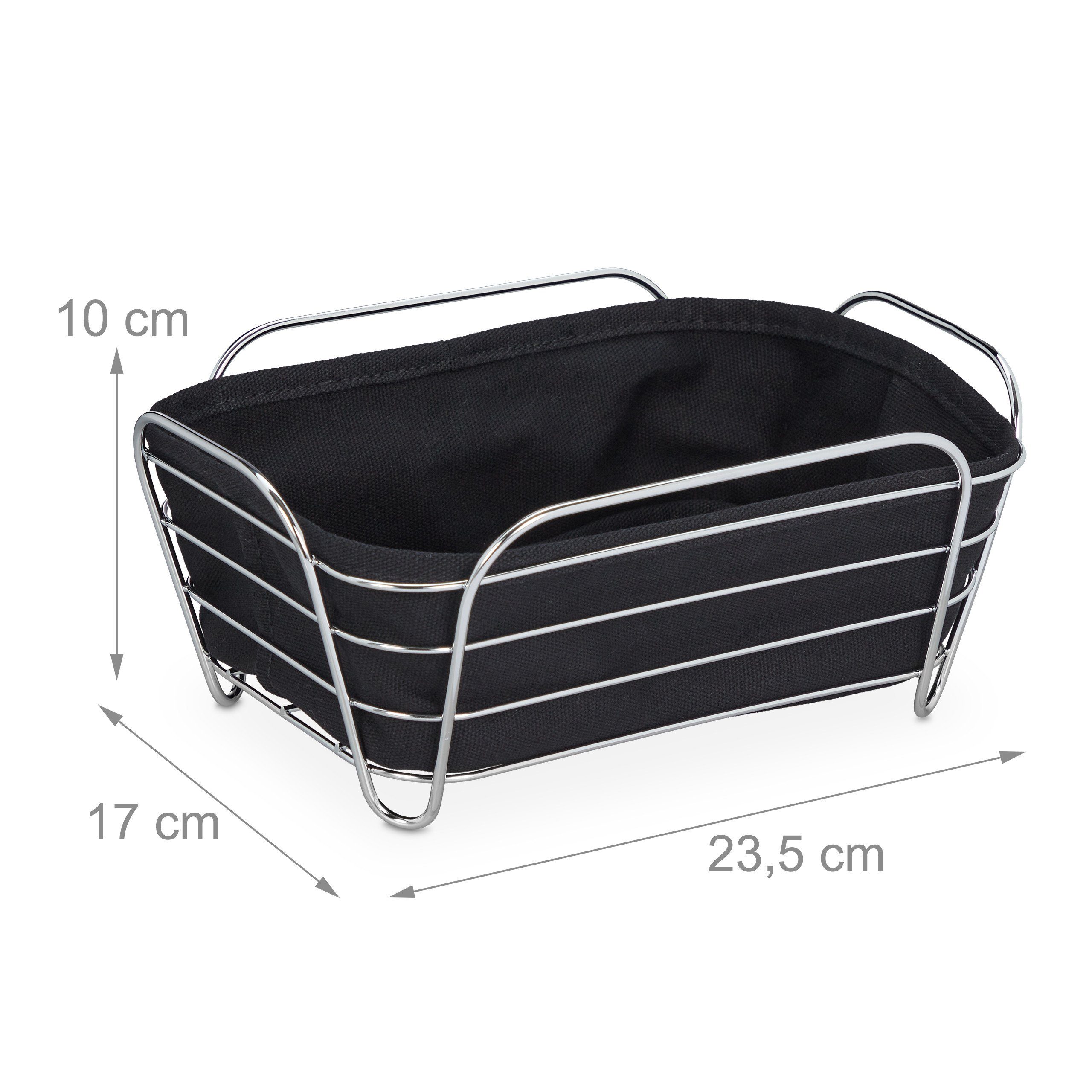 relaxdays Brotkorb Brotkorb Metall mit Stoffeinsatz, Eisen, Schwarz ...