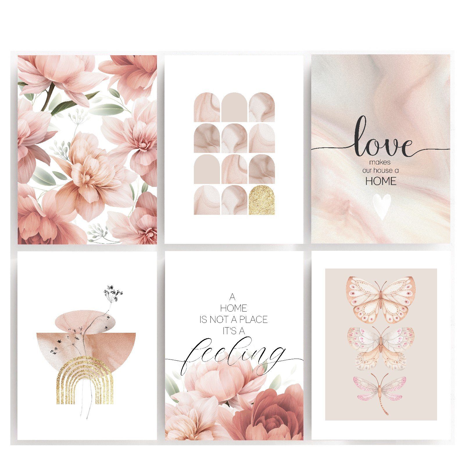 Homestyle Accessoires Poster Bilderset Home Is A Feeling 6er Set Din