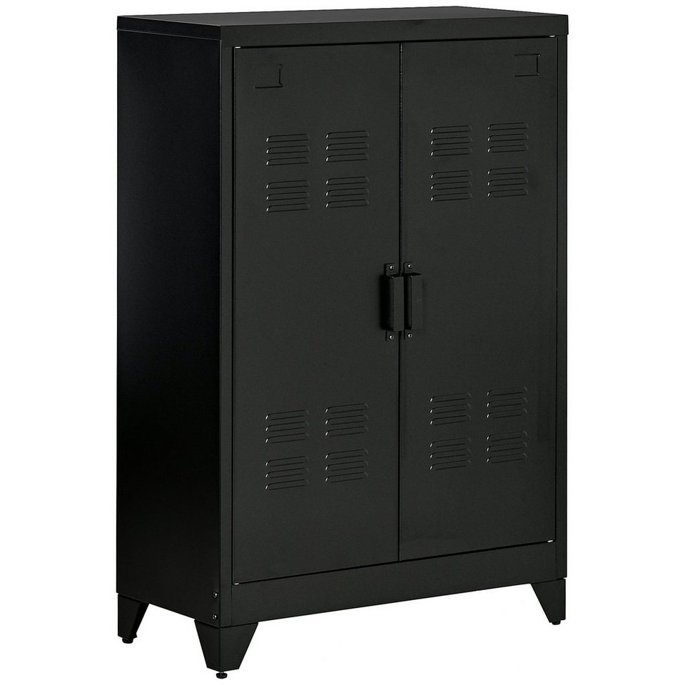 Homcom Highboard Aktenschrank Mit Lamellentüren Aufbewahrungsschrank