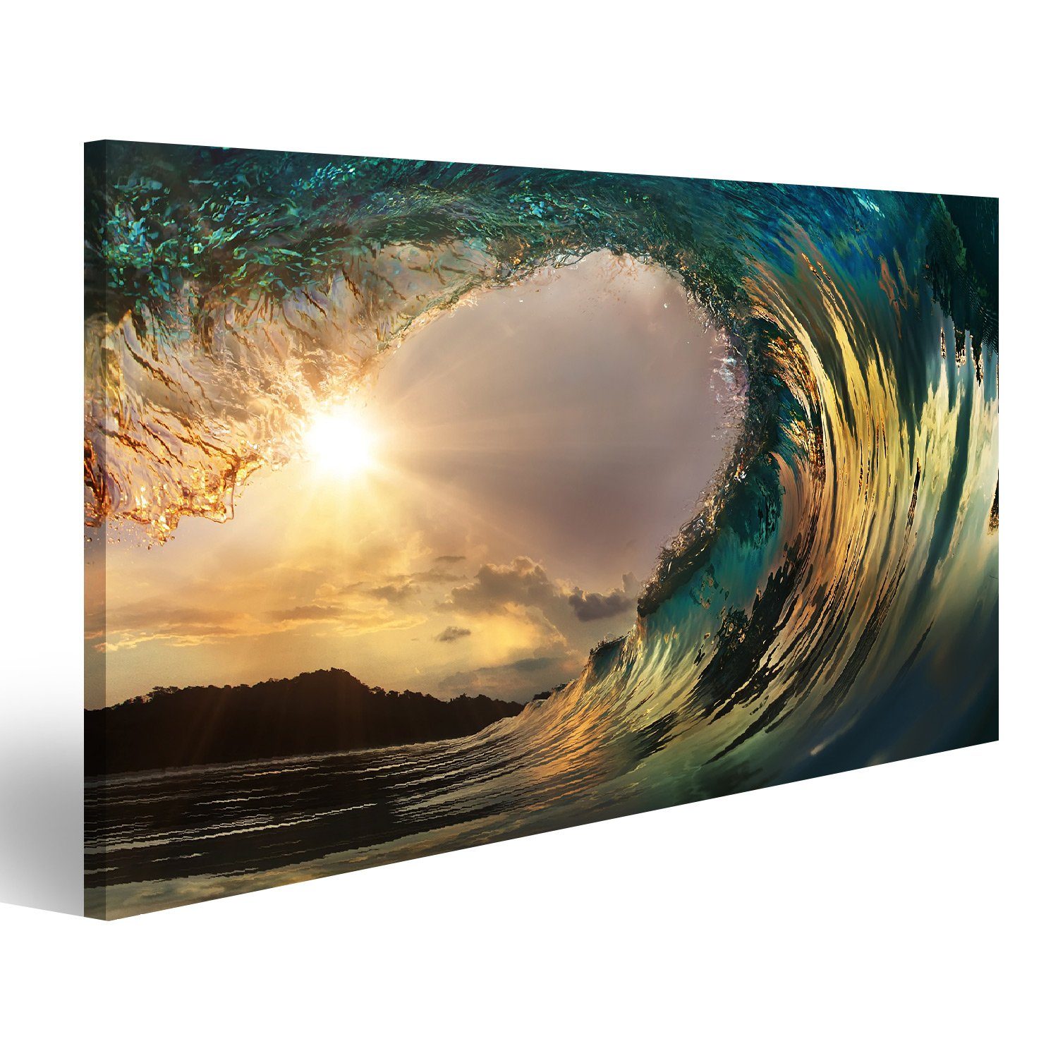 islandburner Leinwandbild Bild auf Leinwand Schöne Ozean Surfen Welle Bei Sonnenuntergang Strand