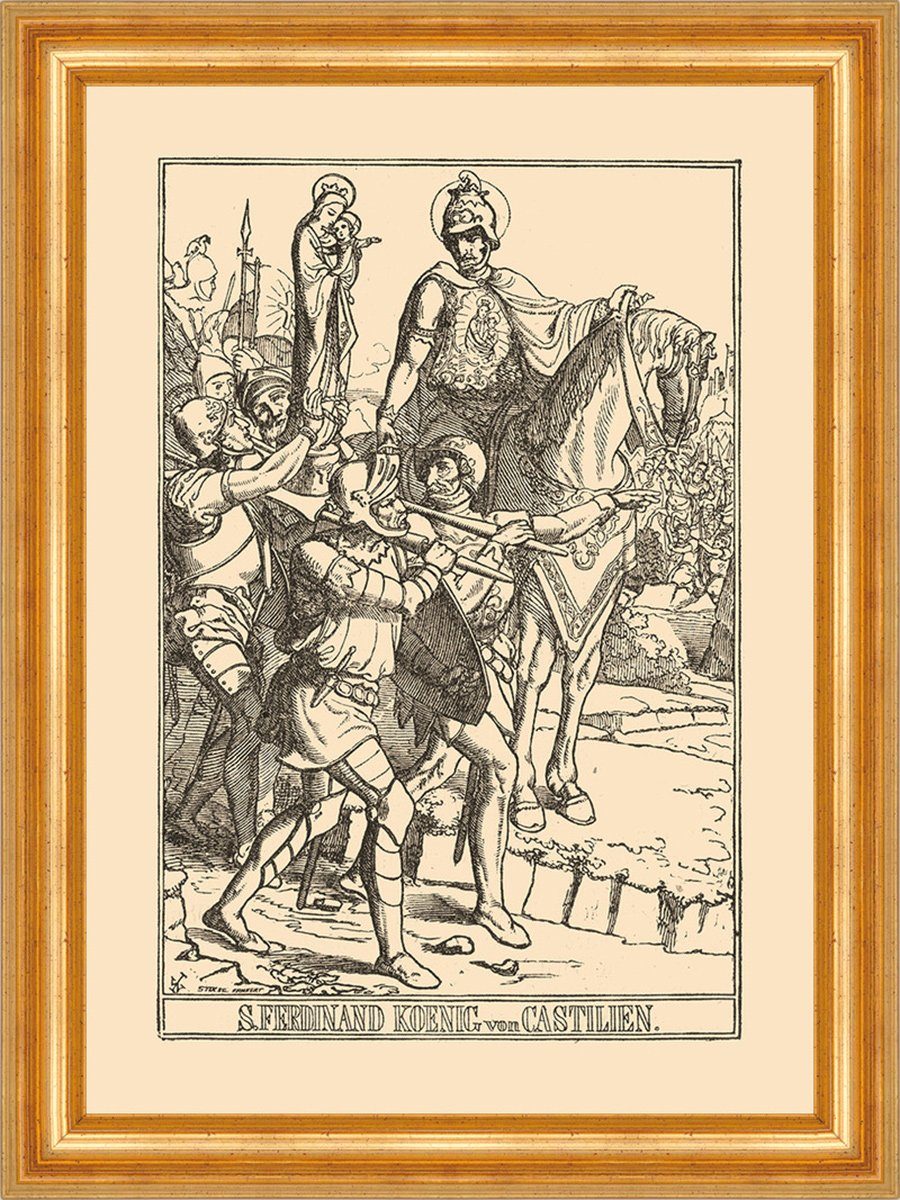 Kunstdruck Der heilige Ferdinand König Castilien Holzstich Sankt A4 1033 Gerahmt, (1 St)