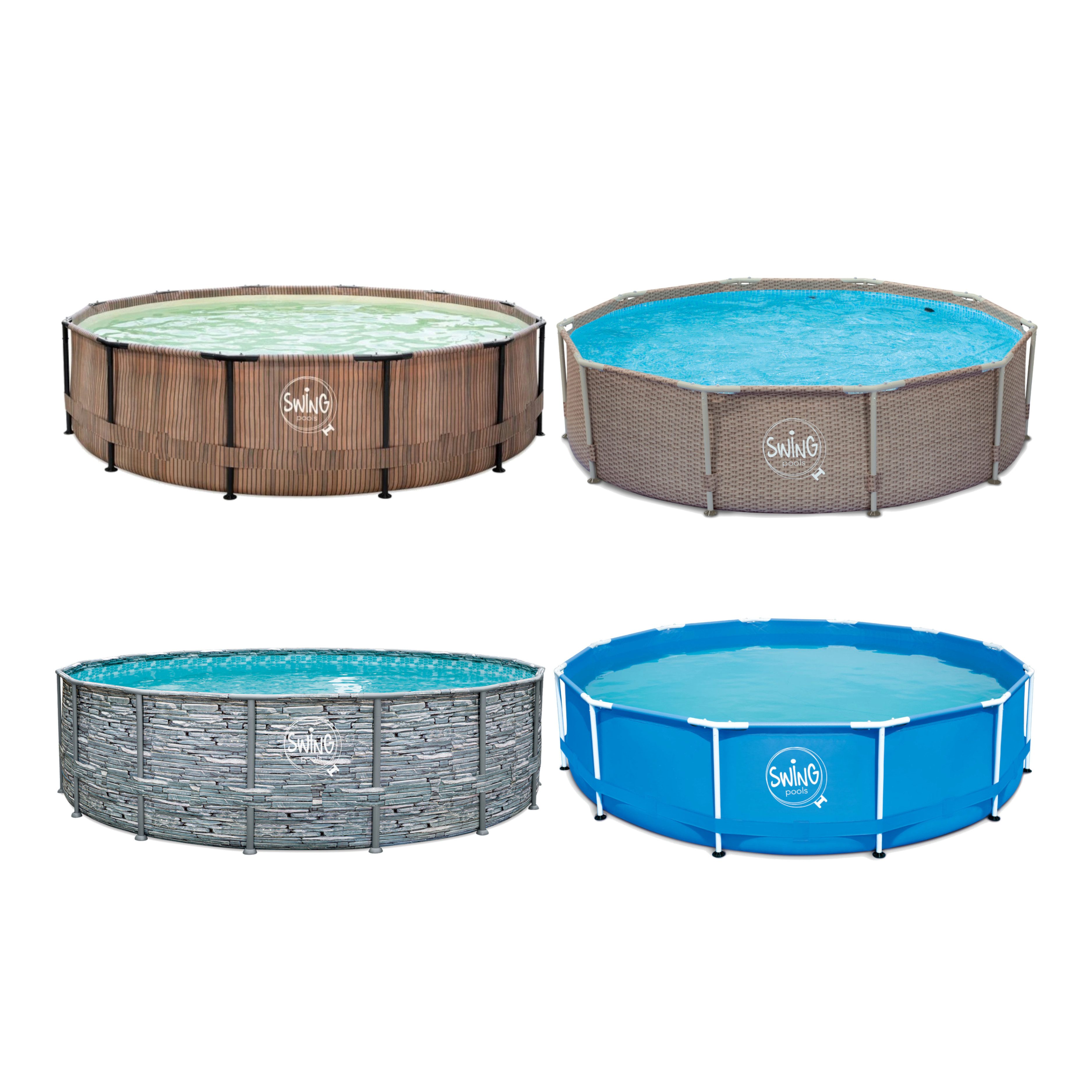 HAF Framepool Frame Pool Aufstellpool Schwimmbecken Braun Holzoptik ...