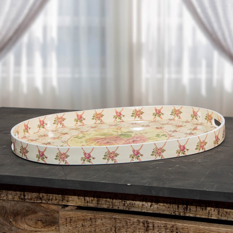 Antikas Dekotablett Tablett Mit Rosenmotiv Serviertablett Landhausstil
