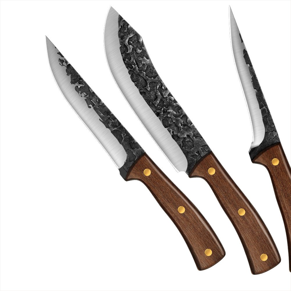 Kinglux Ausbeinmesser 3tlghandgeschmiedetes Hackmesser Wikinger Messer