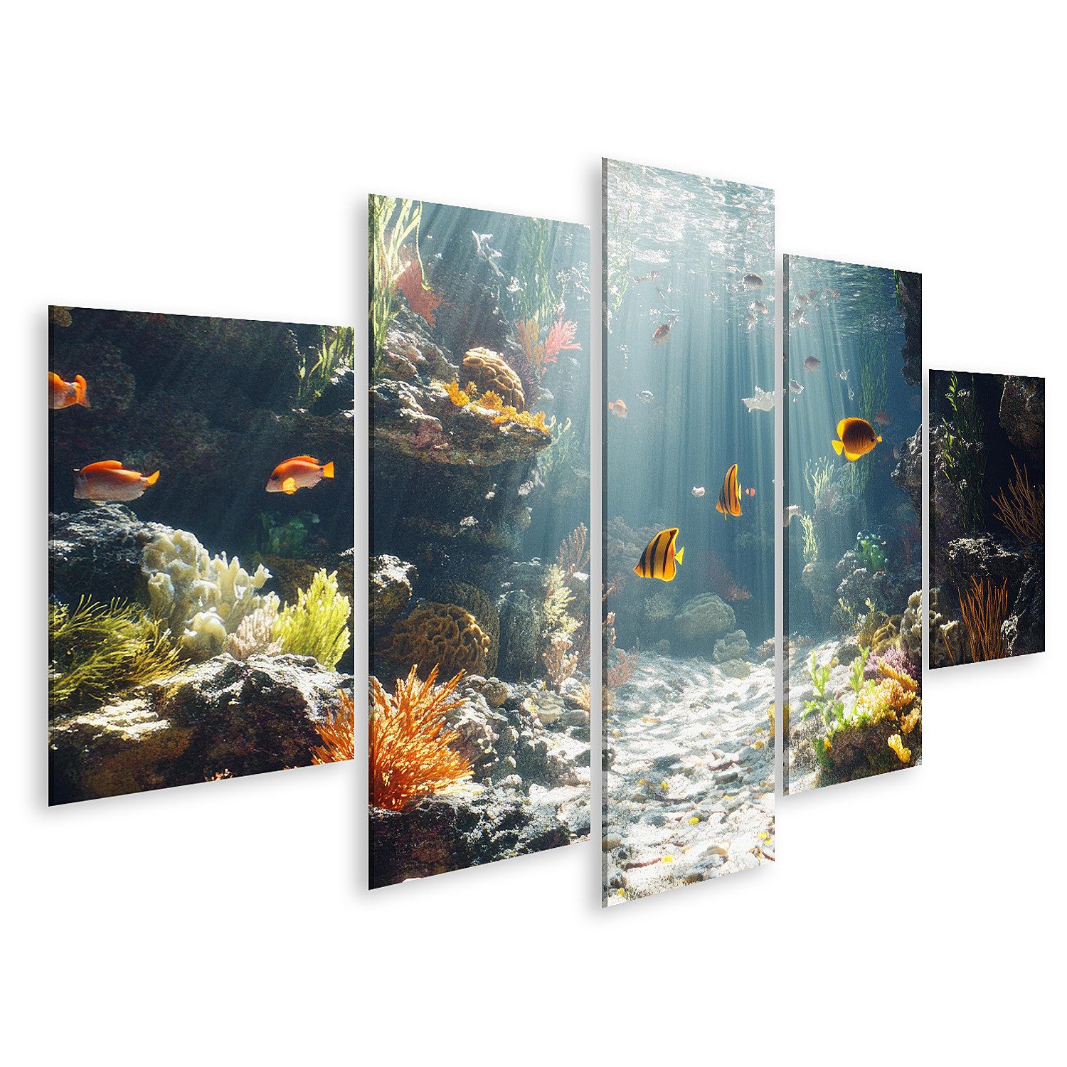 islandburner Leinwandbild, Sonnenstrahlen im tropischen Unterwasserparadies, Format inkl ...