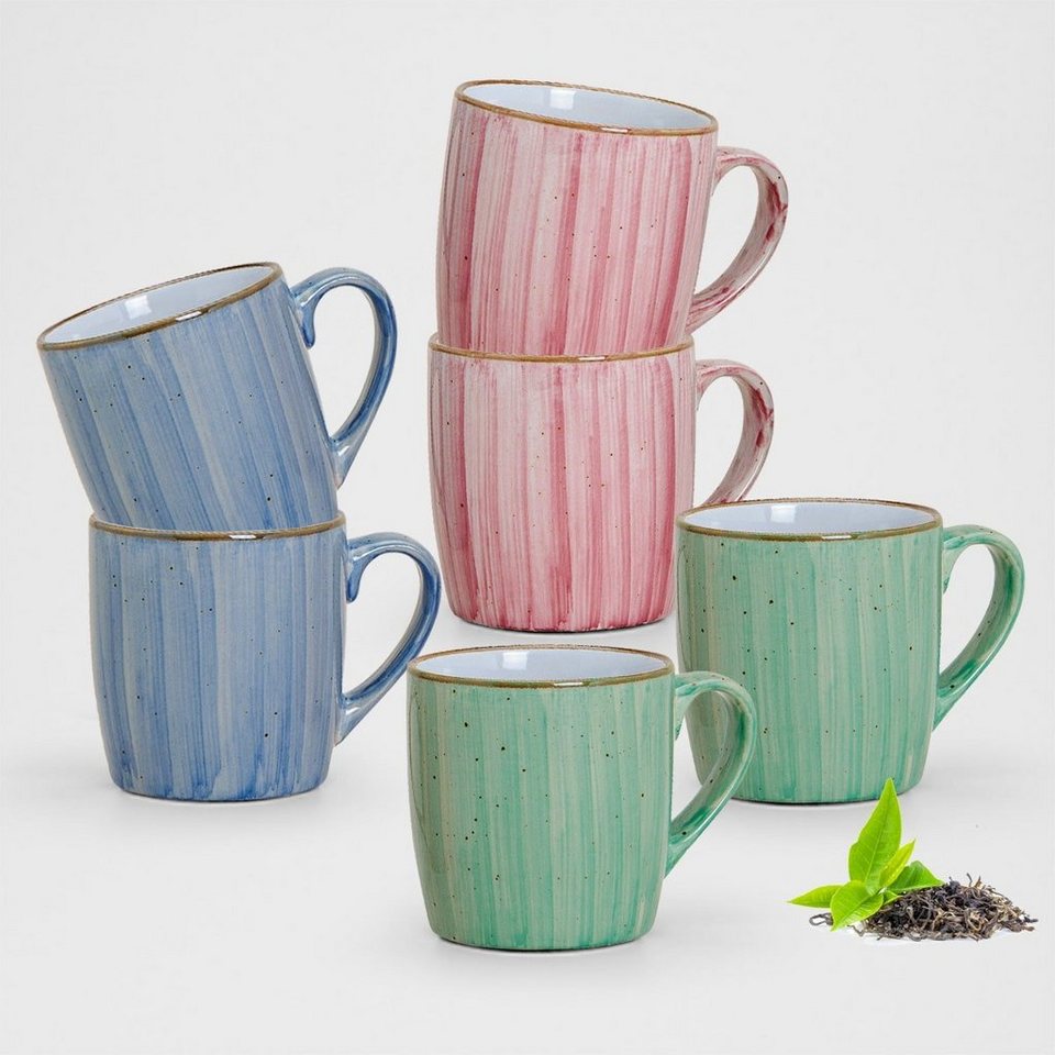 Matches21 Home And Hobby Tasse Tassen 6er Set Kaffeetassen 250 Ml Keramik