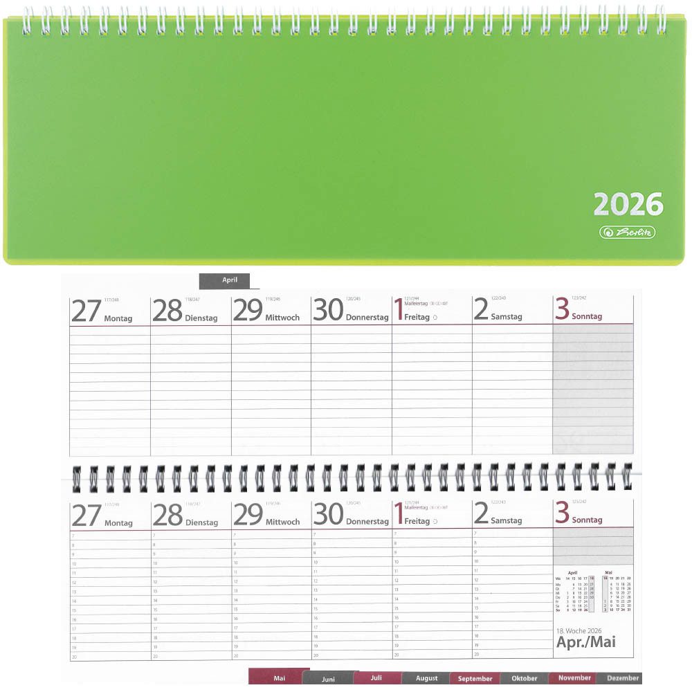 Herlitz Schreibtischkalender 2026 transluzent grün