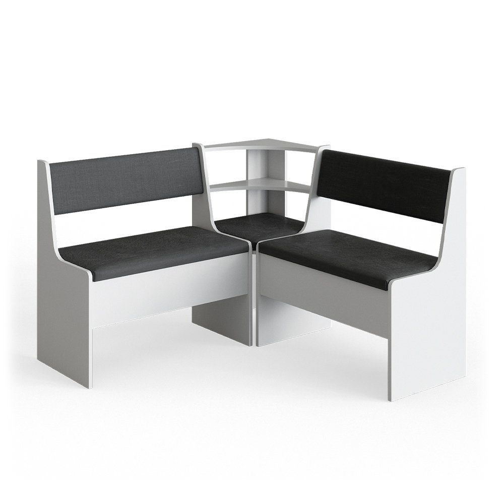 Vicco Sitzbank Roman, Weiß/Anthrazit, 120 x 120 cm Ohne Tisch (Set, 5 ...