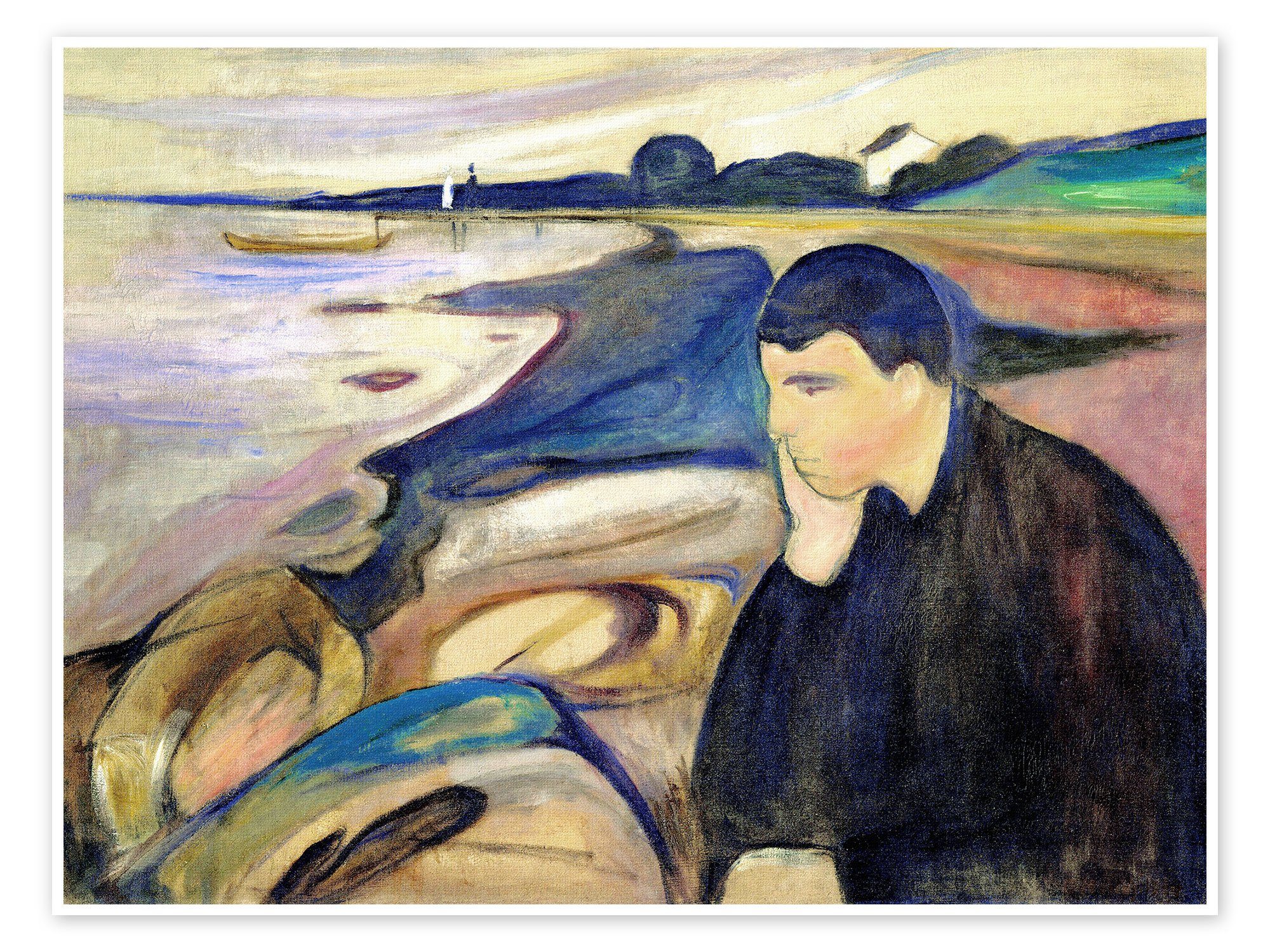 Posterlounge Poster Edvard Munch Melancholie Wohnzimmer Malerei
