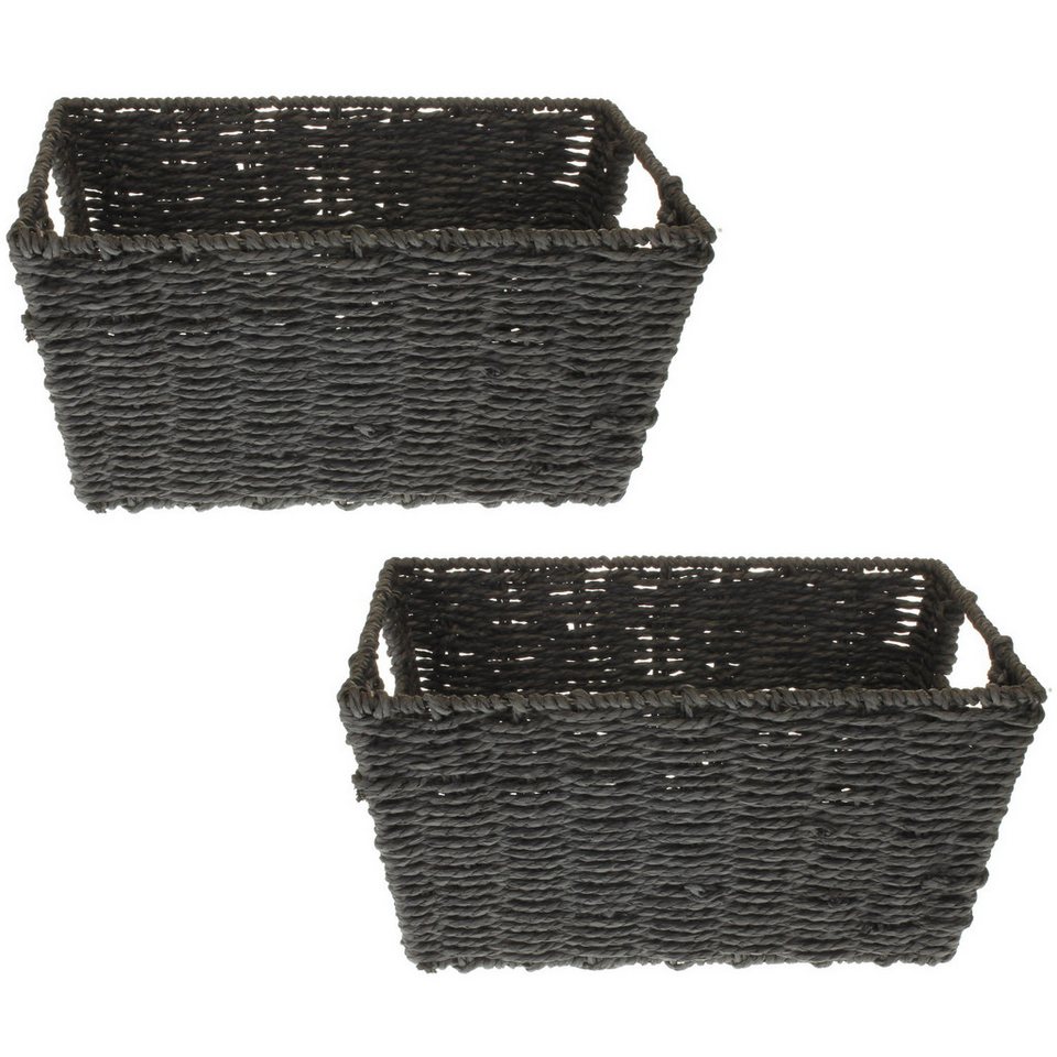 Macosa Home Regalkorb Korb 2er Set Bast Schwarz Matt 295 Cm Regalkorb