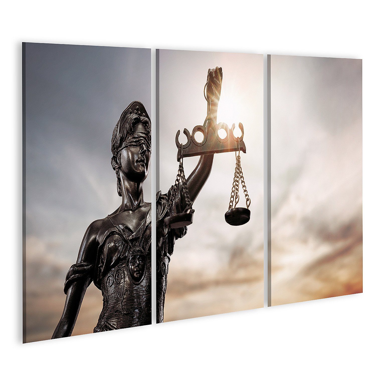 islandburner Leinwandbild »Bild auf Leinwand Justitia Recht Lady Justice Waage Bronze Figur Wandb«