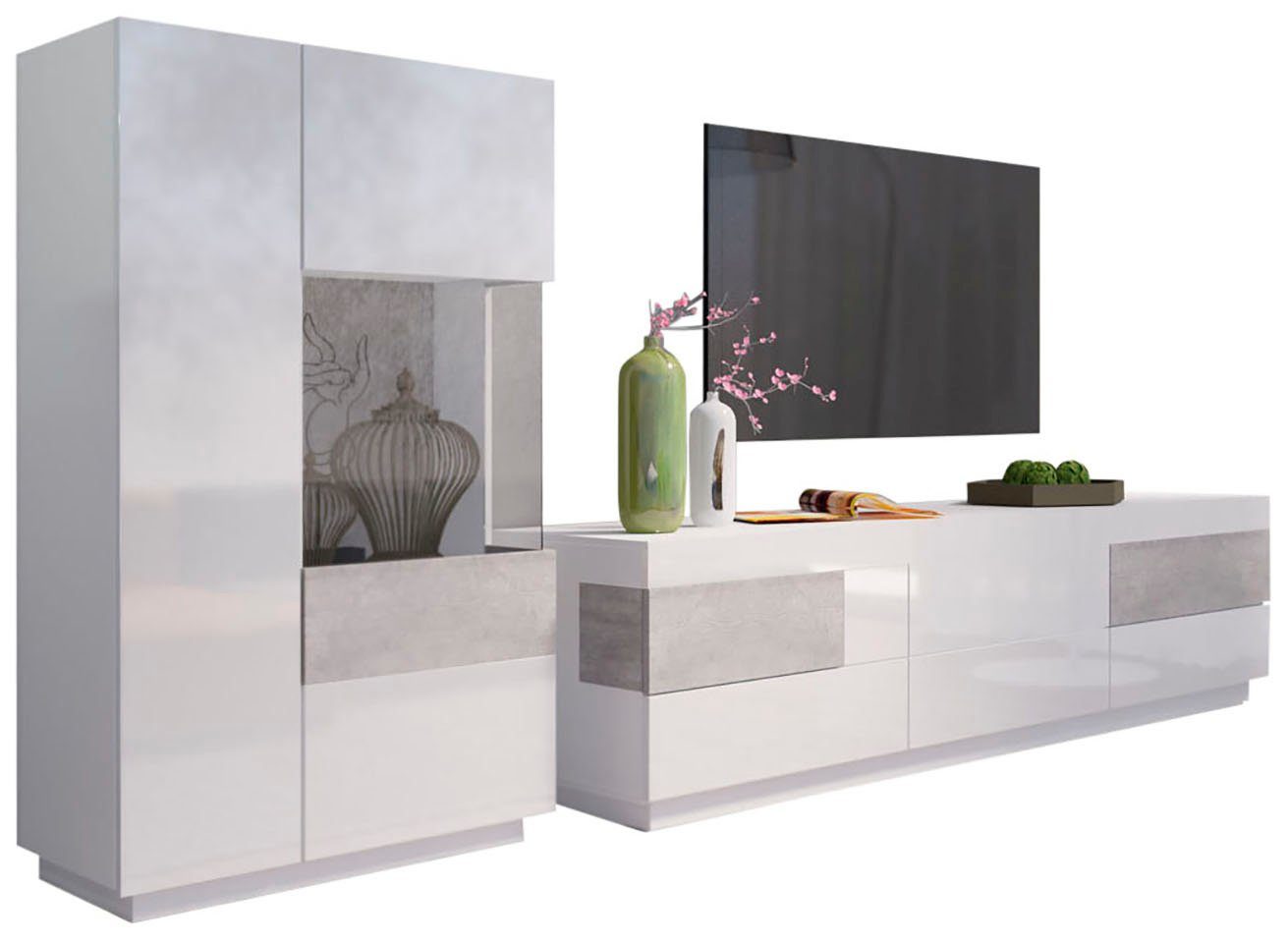5-teilige weiße Hochglanz Wohnwände online kaufen | OTTO
